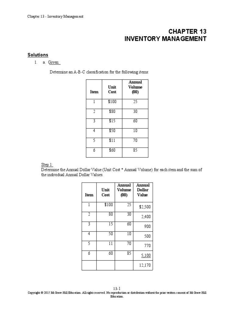 Inventory Management: Solutions | PDF | Teaching Mathematics | Business