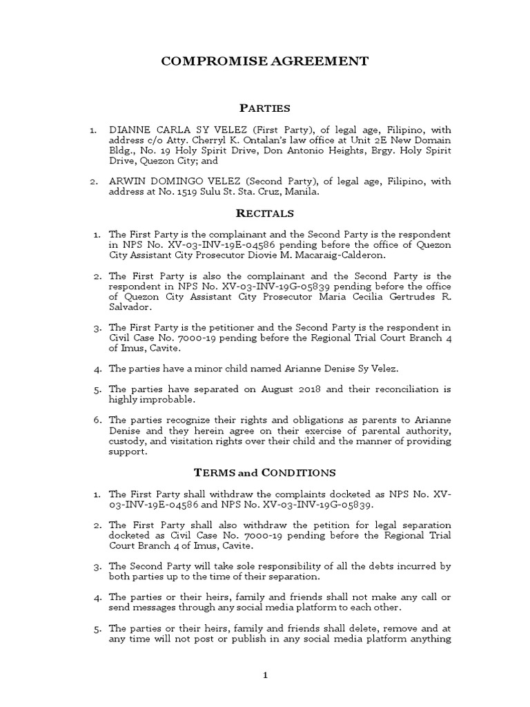 5.1079 Compromise Agreement v2 | PDF | Confidentiality | Lawsuit