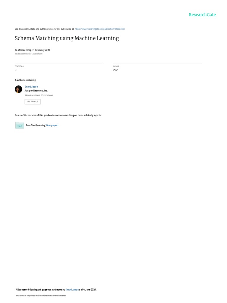 Spin 2020 Schema Matching Using Machine Learning Pdf Cluster