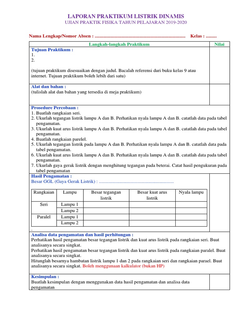 Laporan Praktikum Listrik Dinamis | PDF