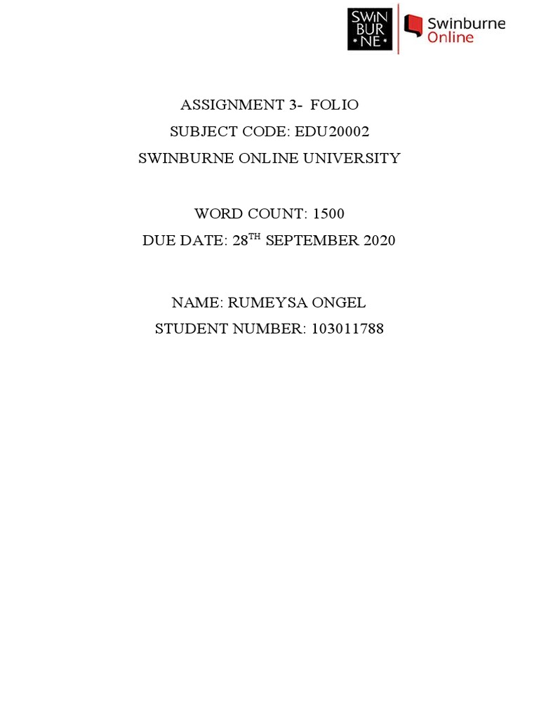 Edu20002 Assignment 3 - Folio Rumeysa Ongel | PDF | Concept | Learning