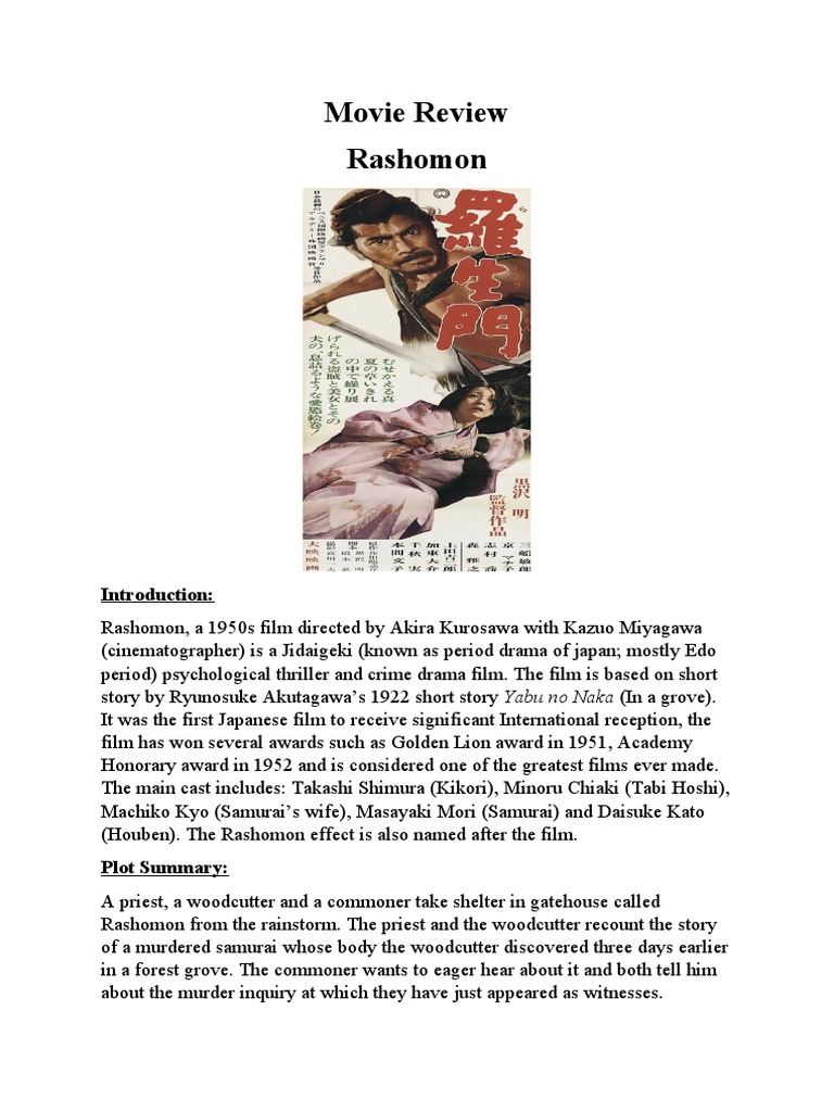 Movie Review - Rashomon | PDF | Shintoism