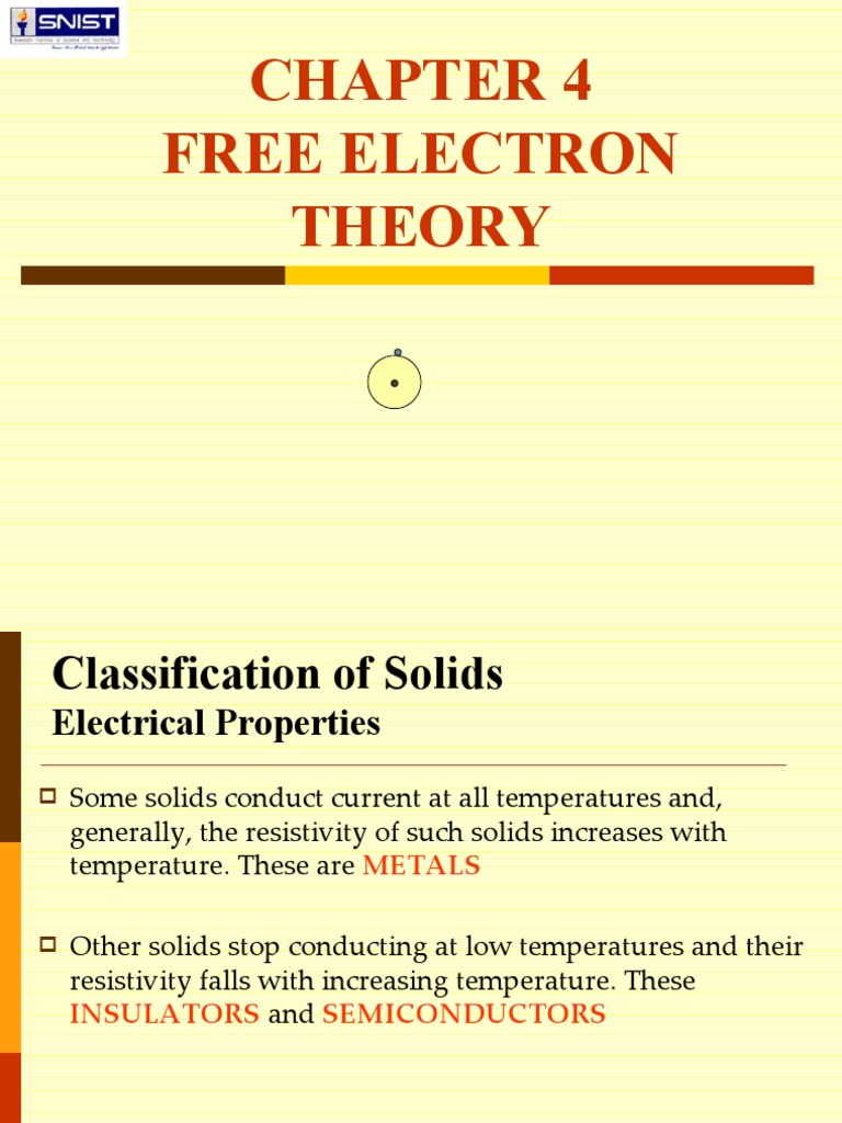 Free Electron Theory | PDF | Electrical Resistivity And Conductivity | Electron