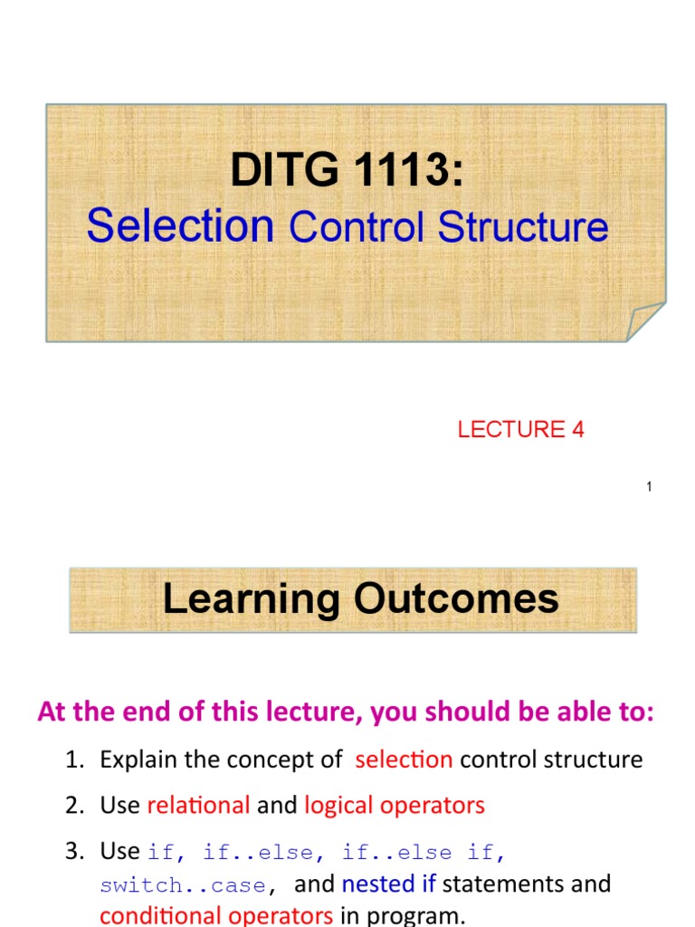 Lecture 4 Selection Pdf Boolean Data Type Logic 4562