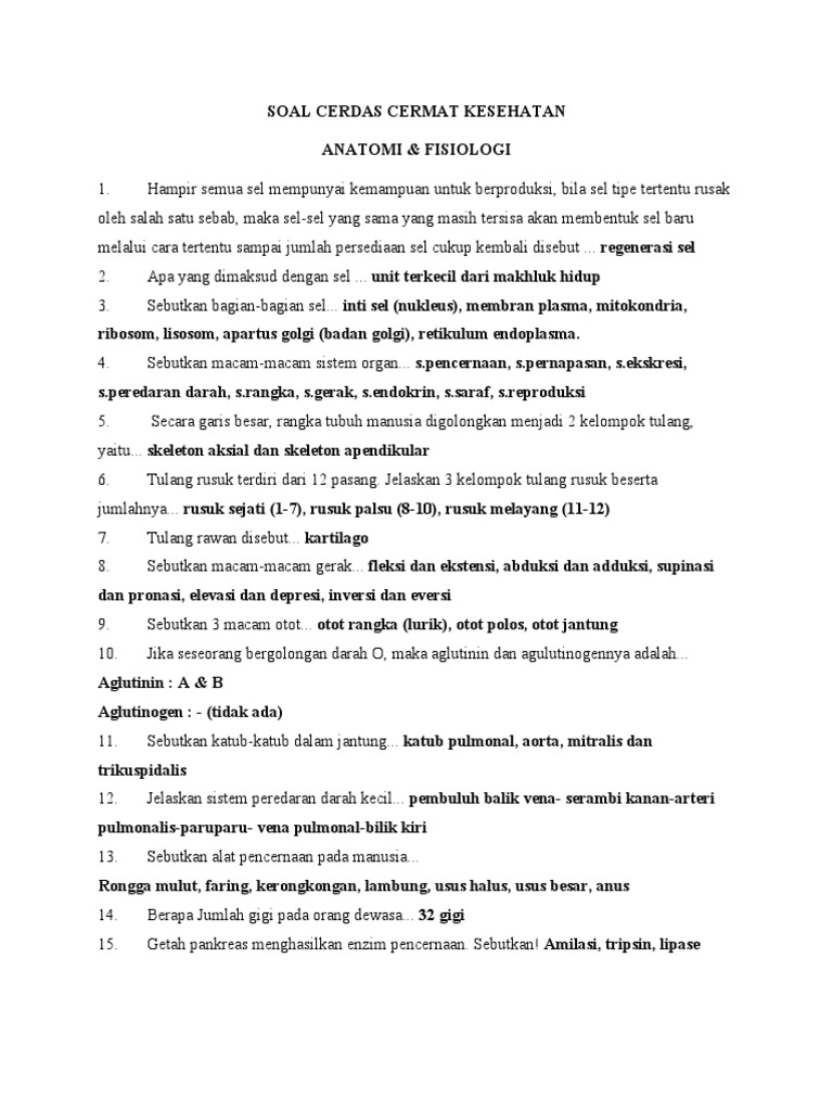 Soal Anatomi CCK | PDF