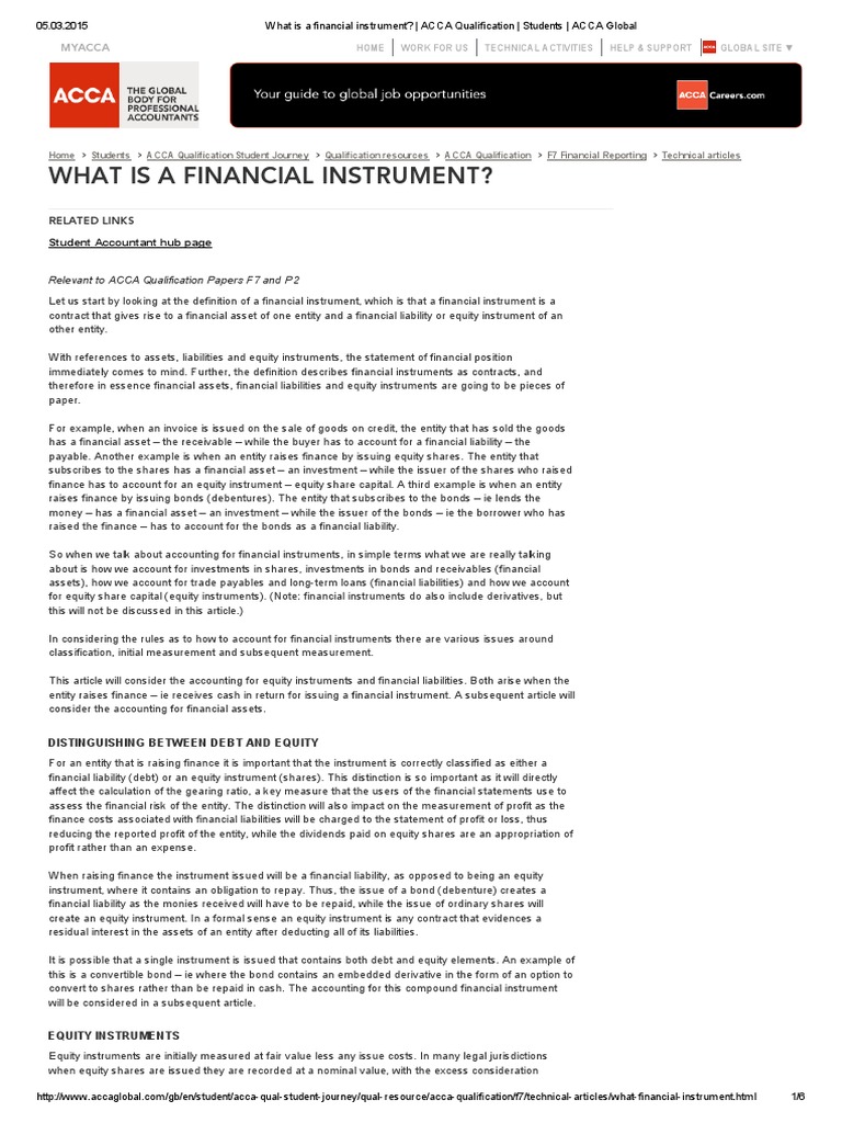 What Is A Financial Instrument - ACCA Qualification - Students - ACCA ...
