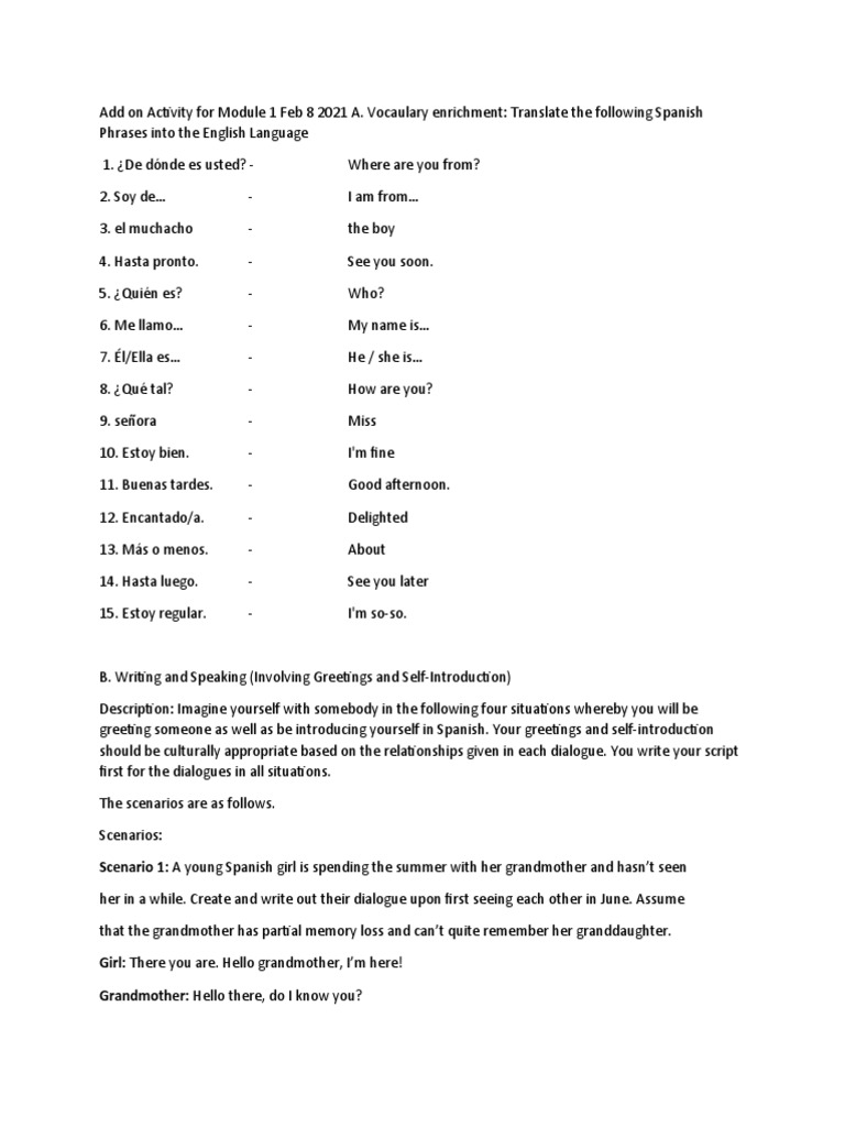 FL-Vocabulary Enrichment, Script Scenario Act | PDF