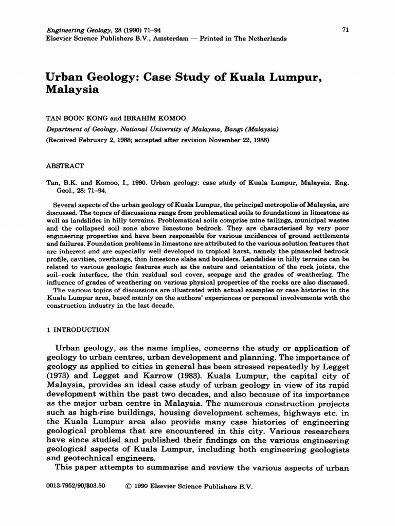Urban Geology in Kuala Lumpur | PDF | Landslide | Geotechnical Engineering