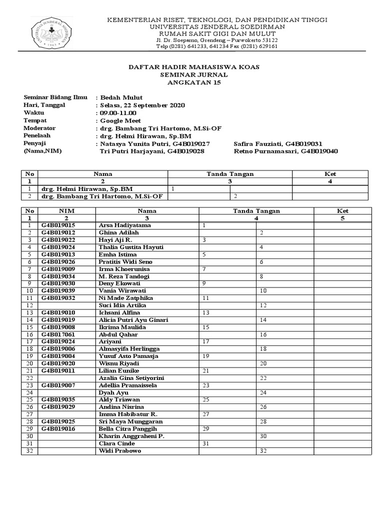 Kelompok7 - Absen Seminar BM | PDF