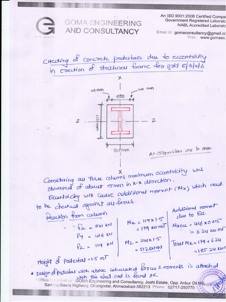Pedestal Check For Eccentricity | Download Free PDF | Structural ...