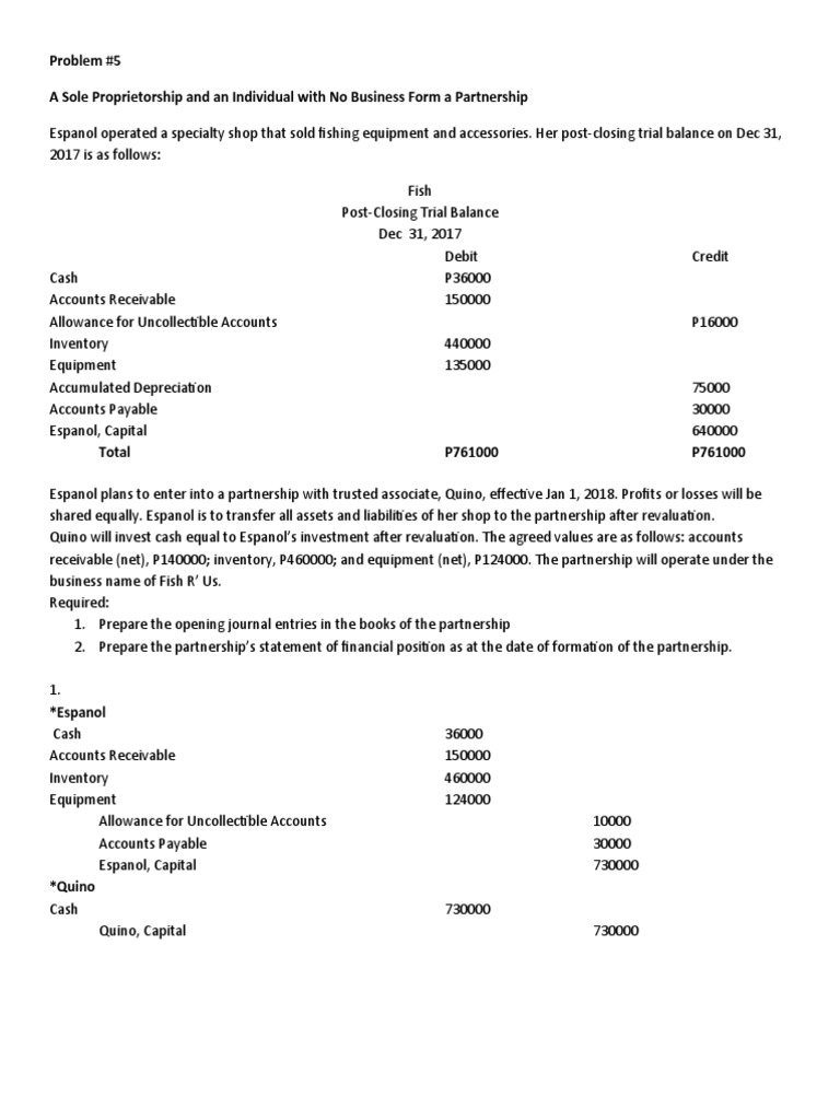 #5 Partnership and Corporation Accounting by Win Ballada 2019 CHAPTER 1 PROBLEM #5 SOLUTION Page ...