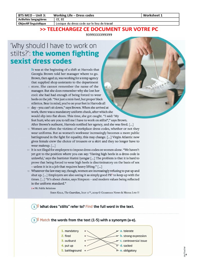 Telechargez Ce Document Sur Votre PC: BTS MCO - Unit 3: Working Life ...