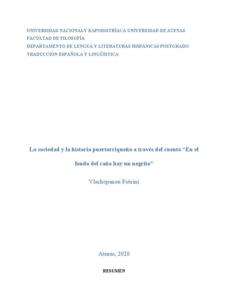 Análisis del cuento "En el fondo del caño" | PDF | Puerto Rico | Pobreza