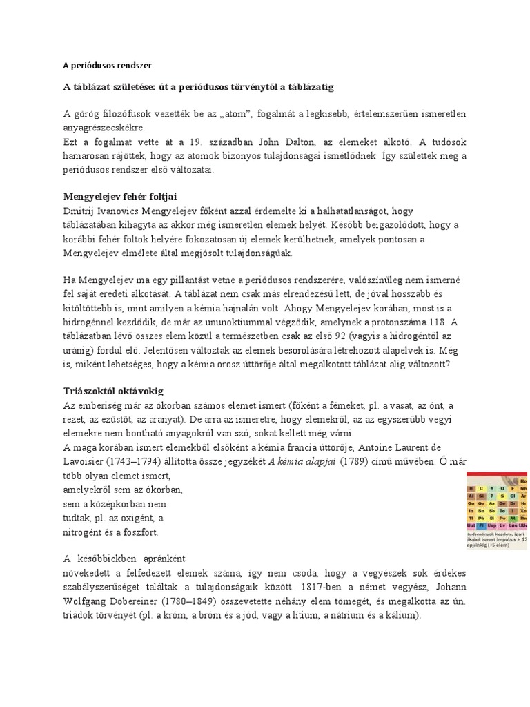 A Periódusos Rendszer | PDF