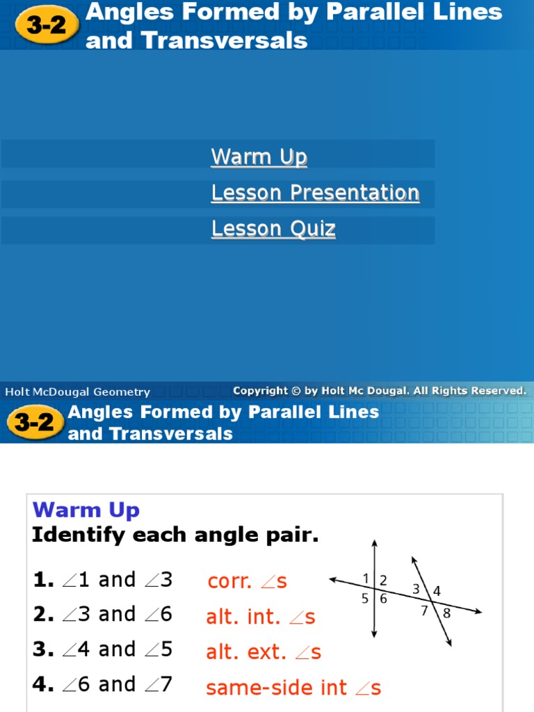 Warm Up Lesson Presentation Lesson Quiz: Holt Mcdougal Geometry Holt ...
