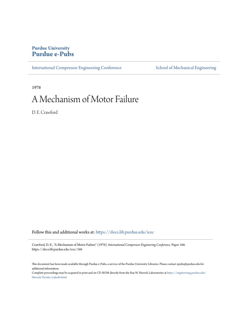 A Mechanism of Motor Failure: Purdue E-Pubs | PDF | Electric Motor ...