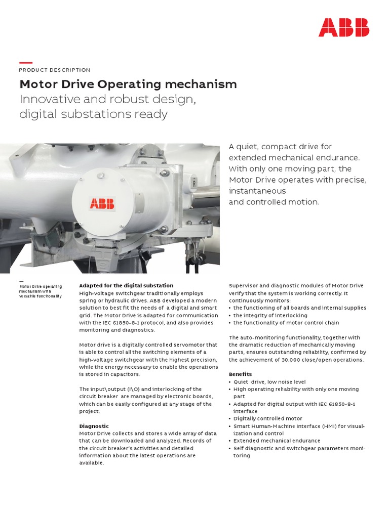 Motor Drive Operating Mechanism: Innovative and Robust Design, Digital ...