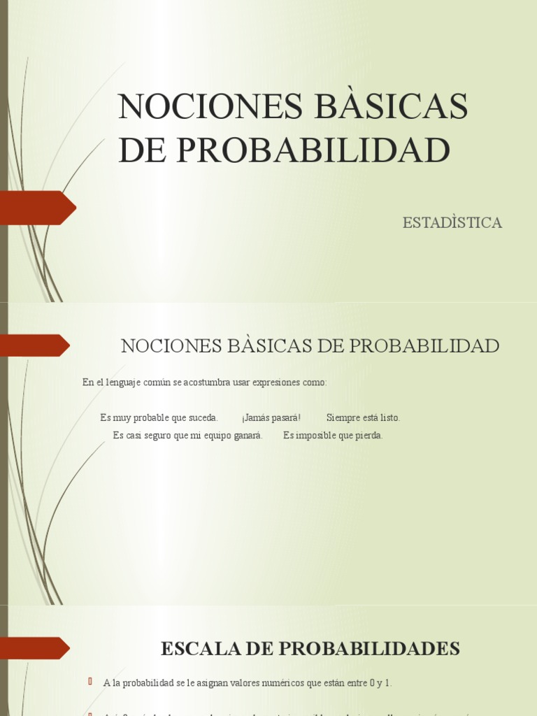 Nociones básicas de probabilidad estadística: escalas, cálculos y ...