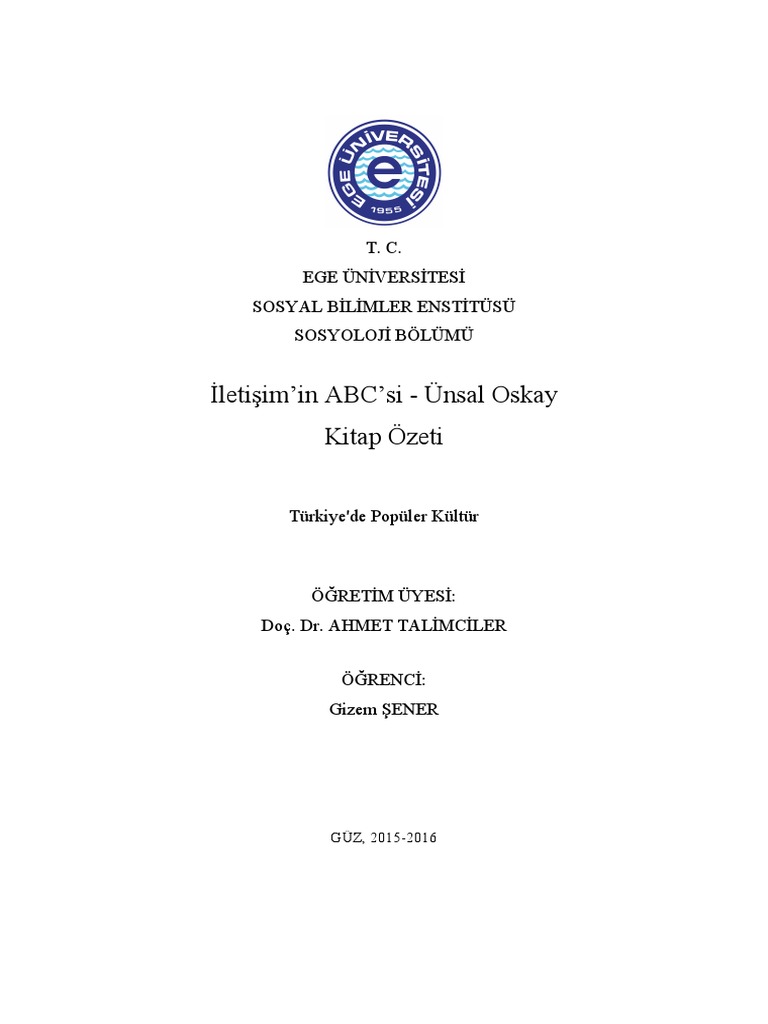 Iletisimin ABCsi Unsal OSKAY KITAP OZETI | PDF