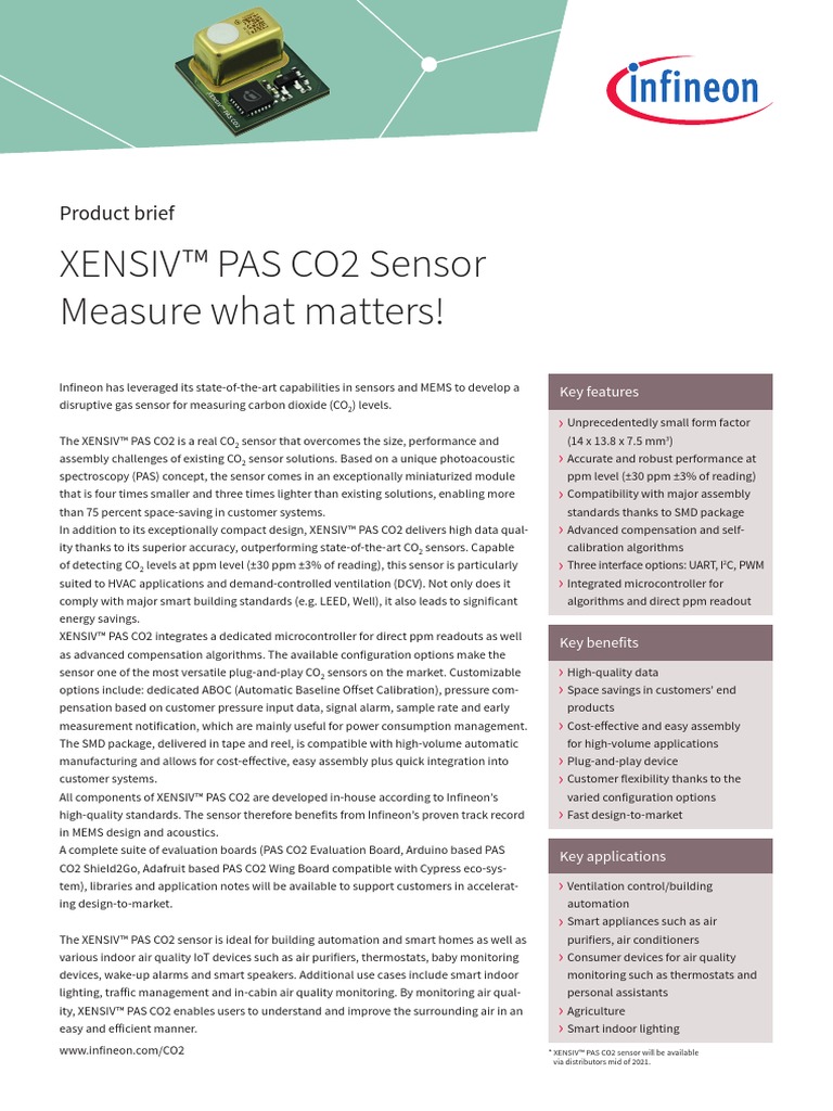 Xensiv™ Pas Co2 Sensor Measure What Matters!: Product Brief | PDF ...
