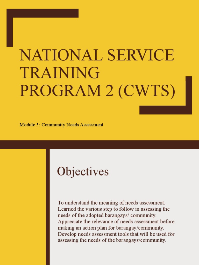 Module 5 - NSTP 2 Community Needs Assessment | PDF | Needs Assessment | Community