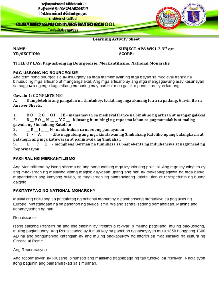 AP8 LAS 3rd Qtr. | PDF