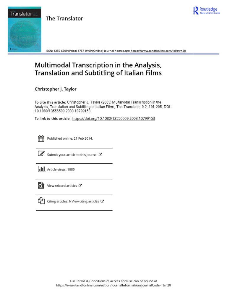 Multimodal Transcription in The Analysis Translation and Subtitling of ...