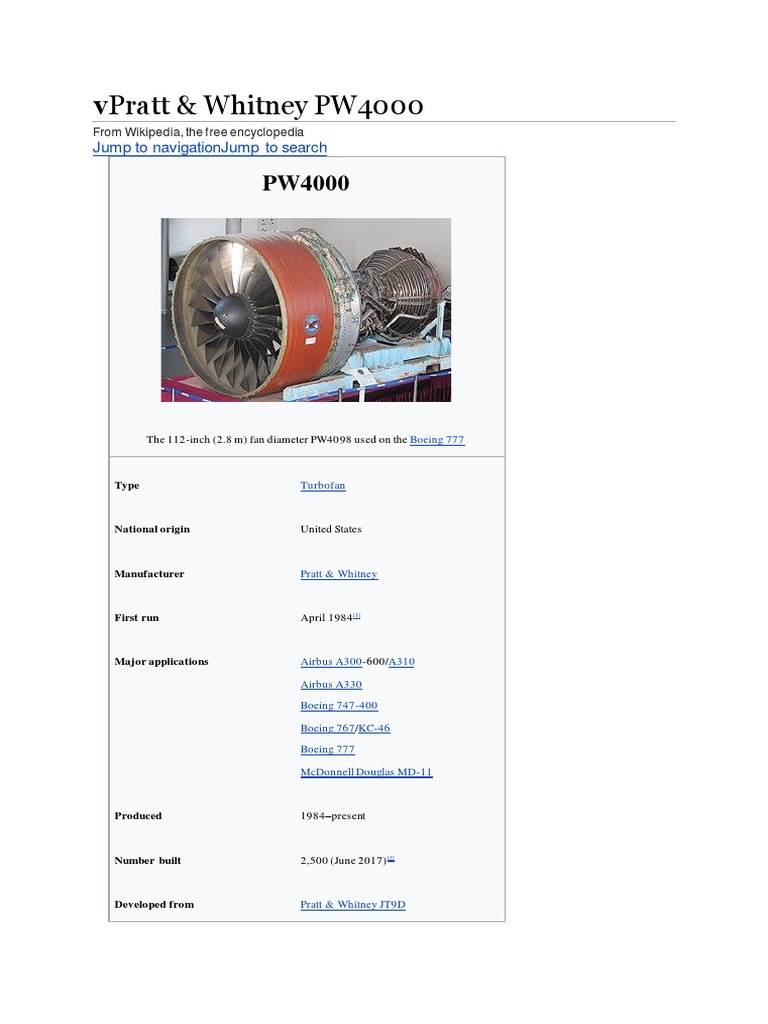 Pratt & Whitney Pw4000: Jump To Navigationjump To Search | PDF ...