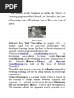 Theory of Identical Elements | PDF | Learning | Theory