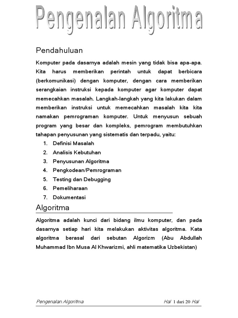 Pengenalan Algoritma dan Pemrograman | PDF