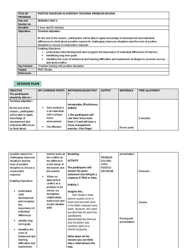 Positive Discipline Action Plan Guide | PDF | Learning | Teachers