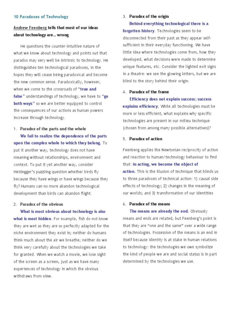 10 Paradoxes of Technology | PDF | Computers