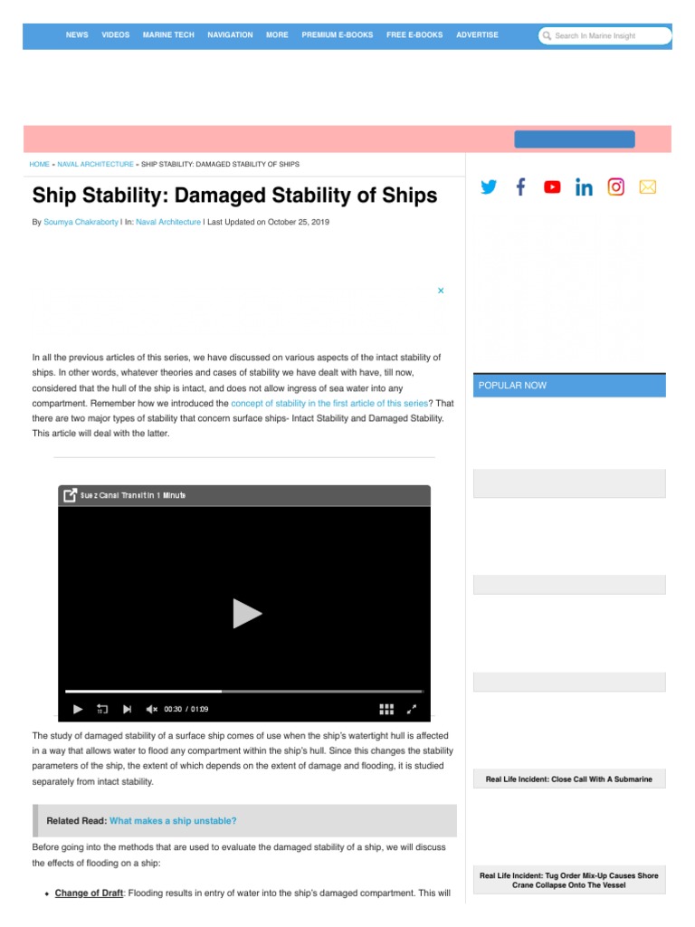 Ship Stability: Damaged Stability of Ships | PDF | Ships | Watercraft
