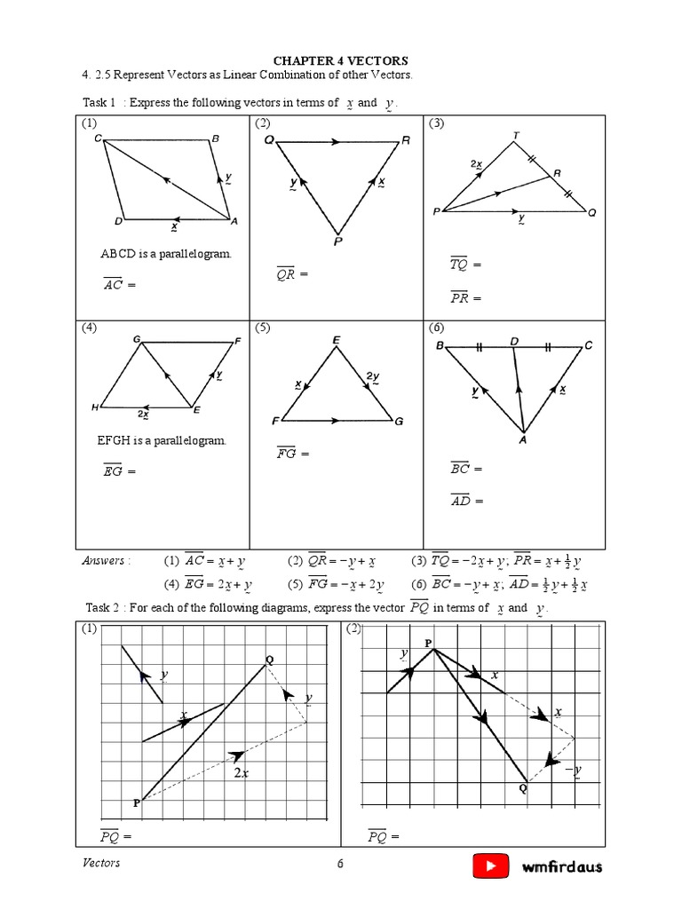 Chapter 4 Vectors: Answers | PDF | Linear Algebra | Algebra
