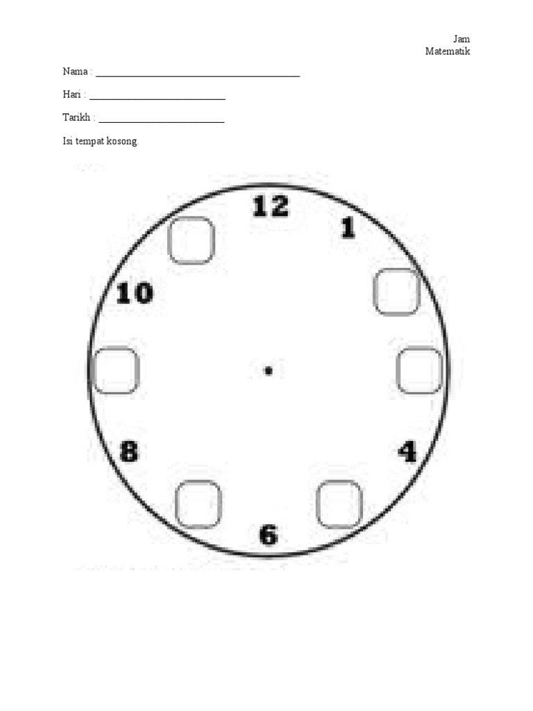 Menulis Nombor Dalam Jam LK | PDF