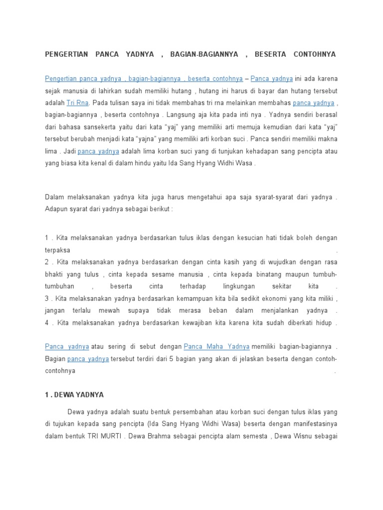 Pengertian Panca Yadnya | PDF