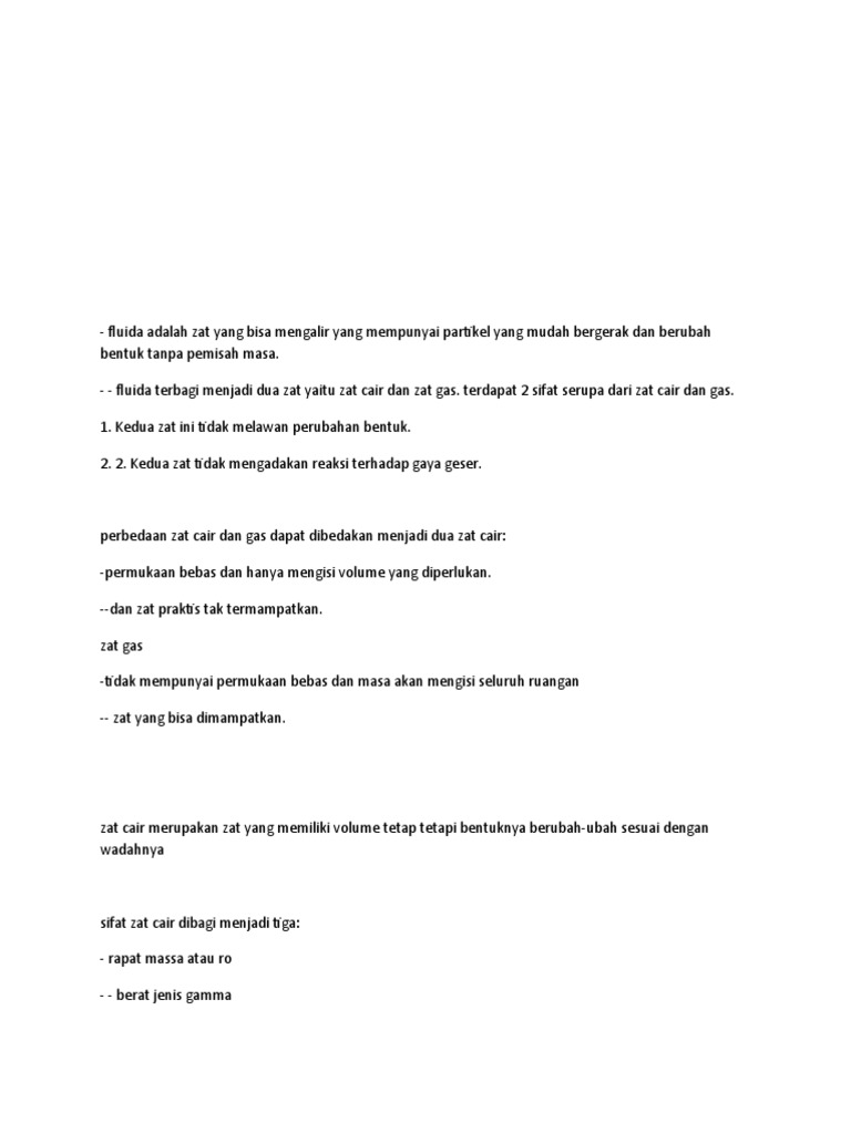 Sifat dan Karakteristik Fluida Cair | PDF | Teknologi & Rekayasa