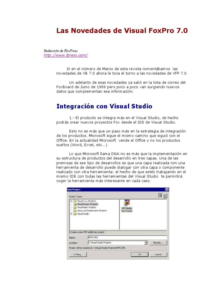 Las Novedades de Visual FoxPro 7 | PDF | explorador de Internet | SQL