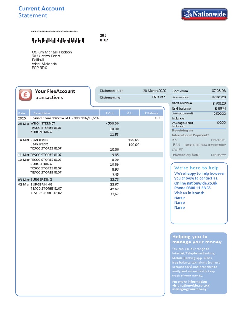 Nationwide | PDF | Transaction Account | Services (Economics)
