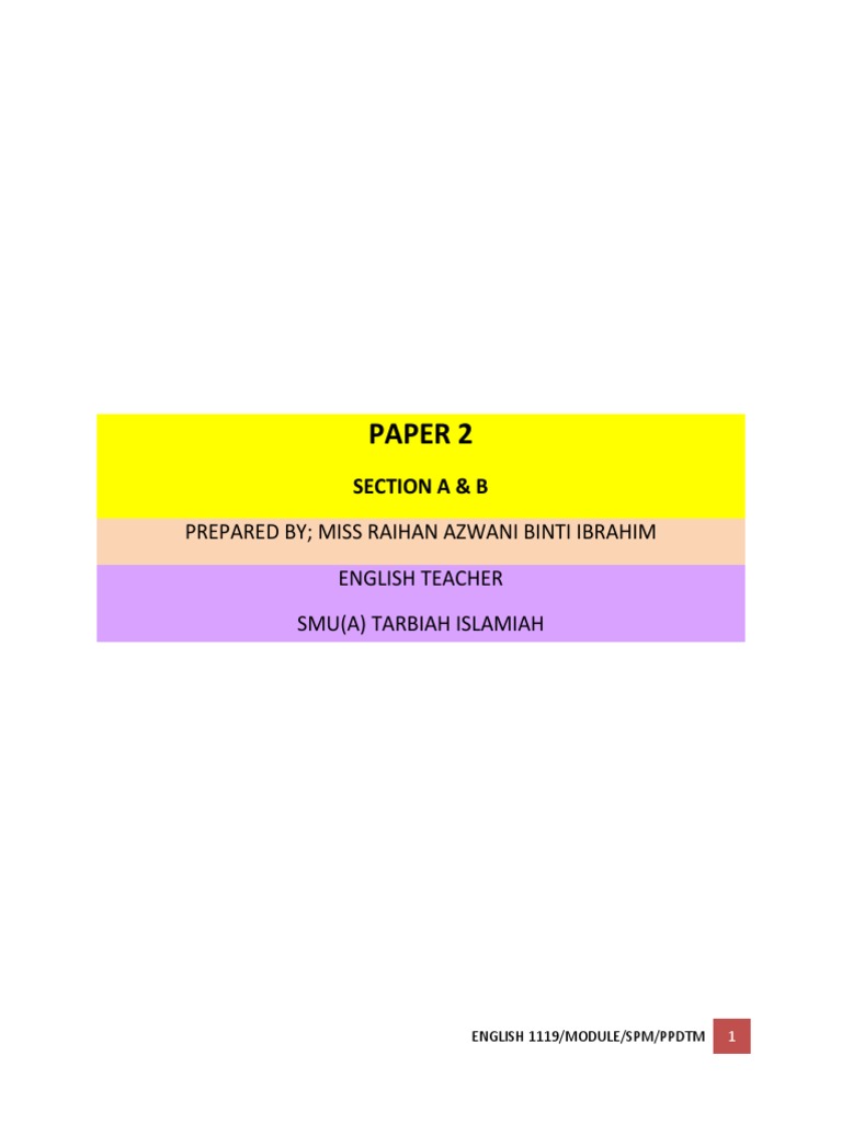 P2 Section C & D Completed | PDF | Reading Comprehension | Linguistics