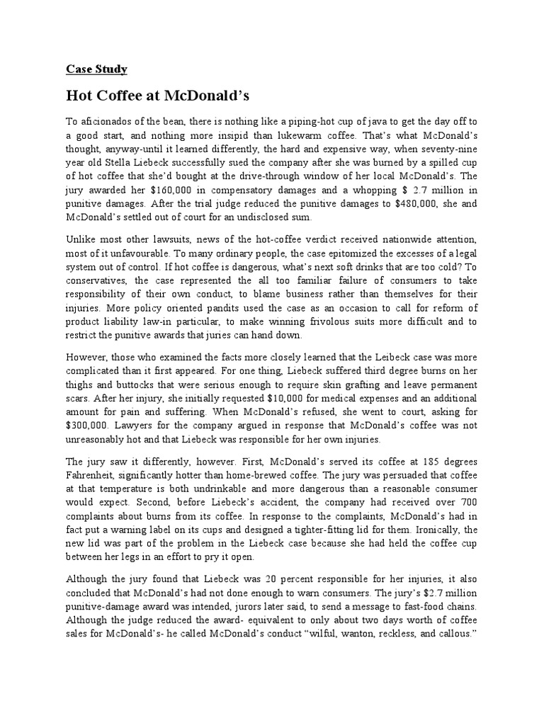 Case Hot Coffee at Mcdonalds | PDF | Justice | Crime & Violence