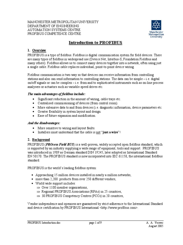 Profibus Introduction Aug2005 PDF | PDF | Osi Model | Network Protocols