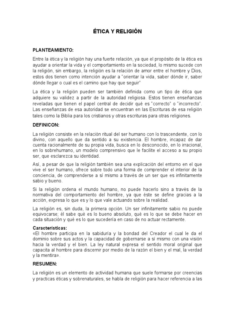 Ética y Religión: Conexiones Fundamentales | PDF | Moralidad | Teorías ...