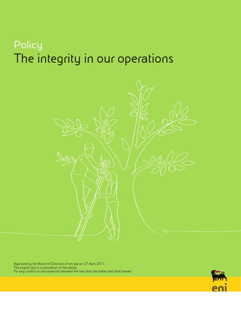 ENI Policy Integrity Operations | PDF | Occupational Safety And Health ...