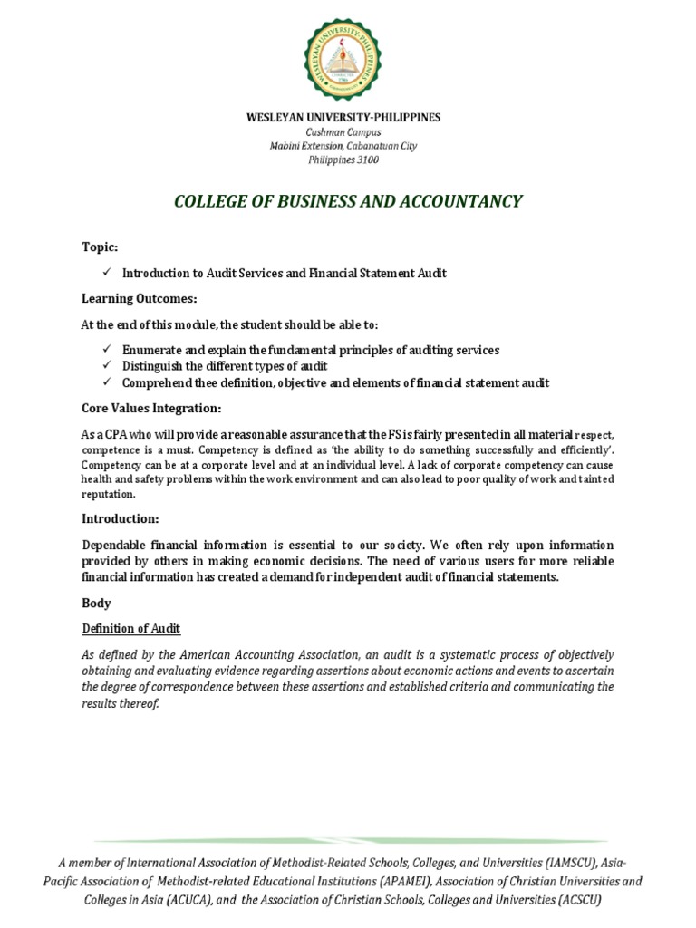 Module 2 - Introduction To FS Audit | PDF | Financial Audit | Audit