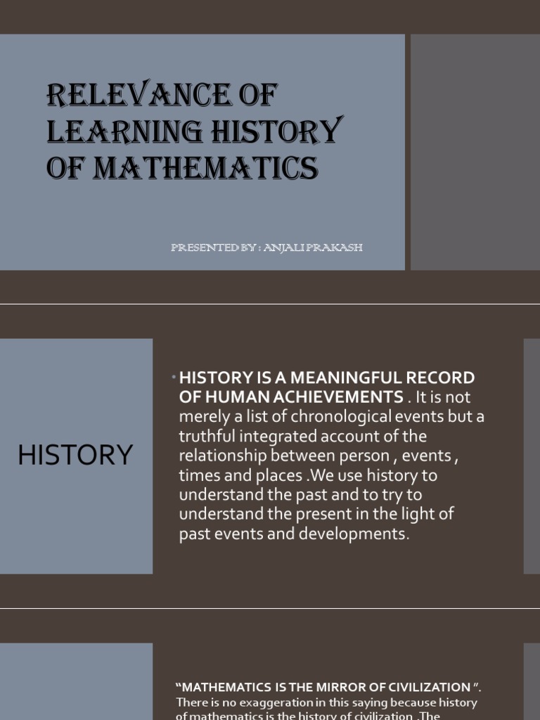 Relevance of Learning History of Mathematics | PDF | Teaching ...