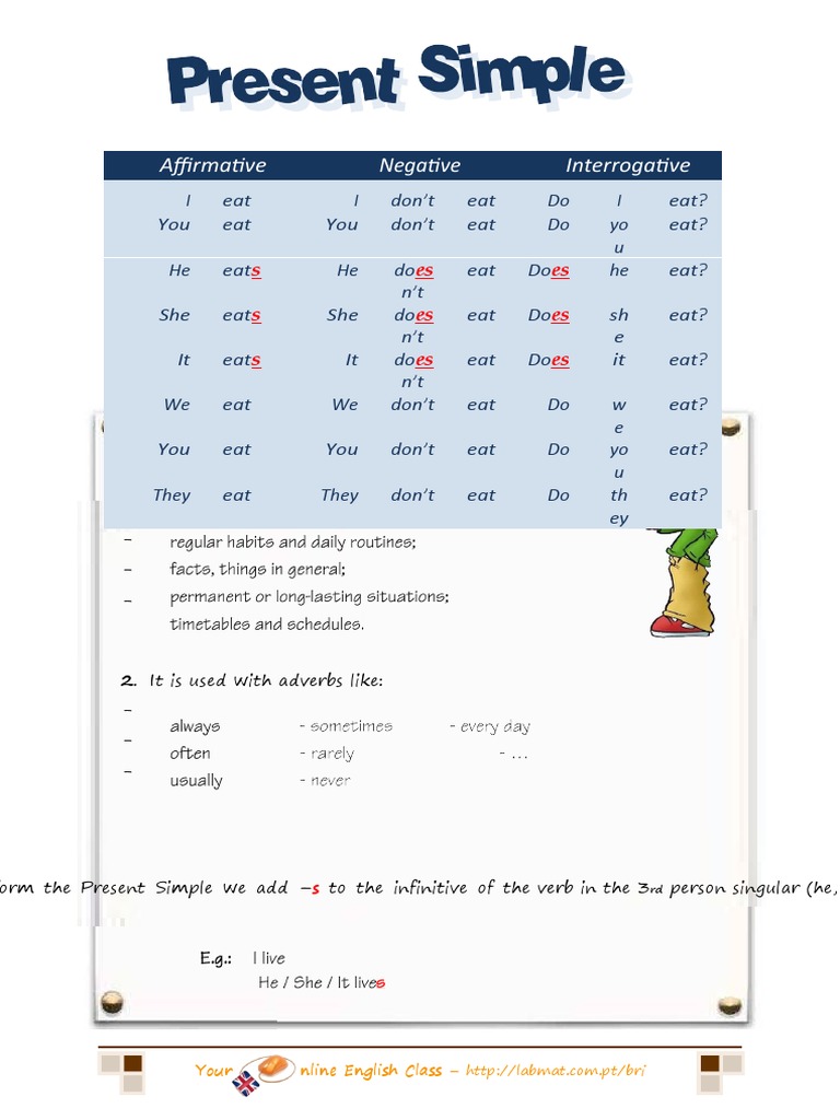 Present Simple Exercises Pdf Language Mechanics Linguistics
