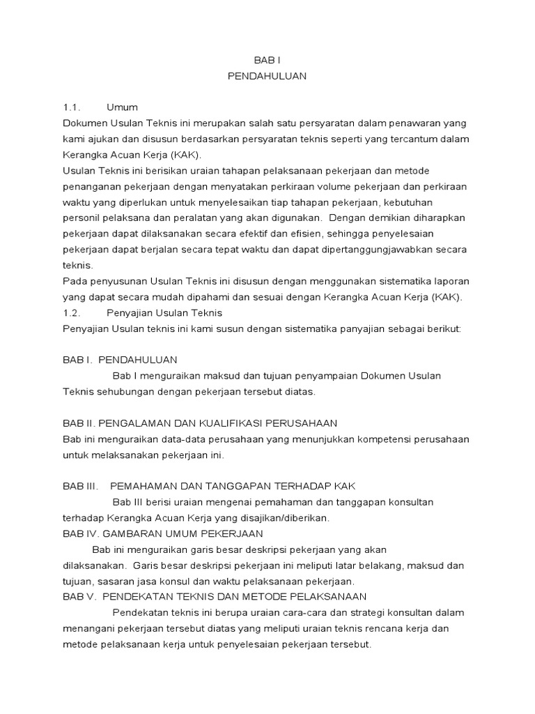 Contoh Ustek Pengawasan Proyek | PDF