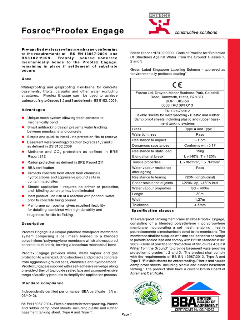 TDS Proofex Engage India | PDF | Concrete | Pipe (Fluid Conveyance)