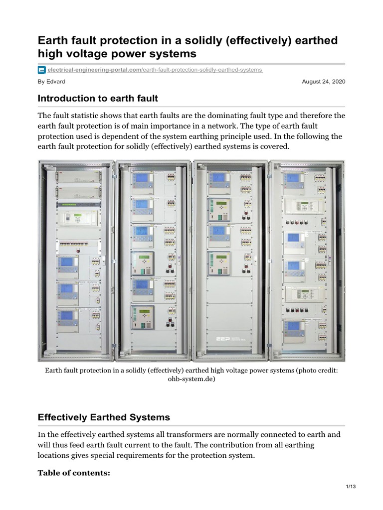 Earth Fault Protection in A Solidly Effectively Earthed High Voltage ...